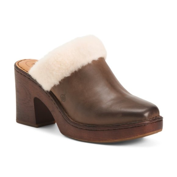 Born | Shoes | Nwt Born Black Shearling Lined Leather Clogs 463mo ...